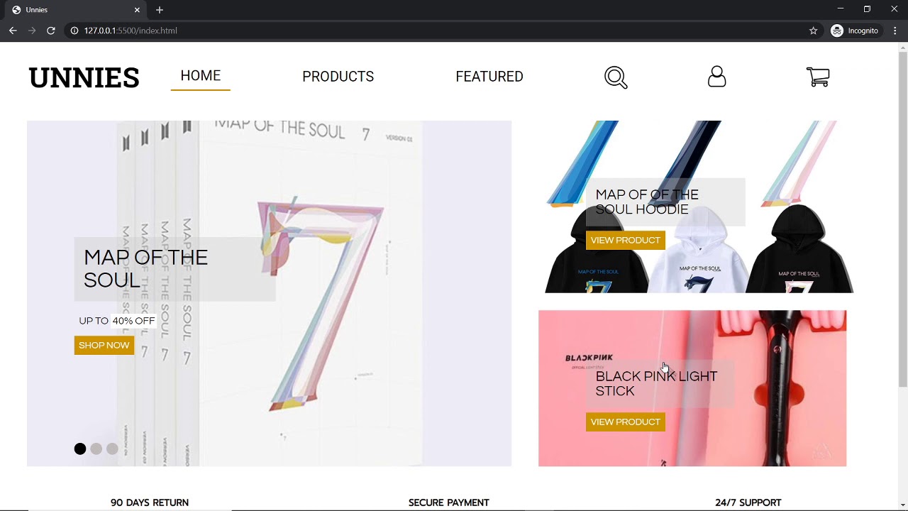 Korean Merch E-Commerce Website, HTML, CSS, JS, JQUERY - YouTube