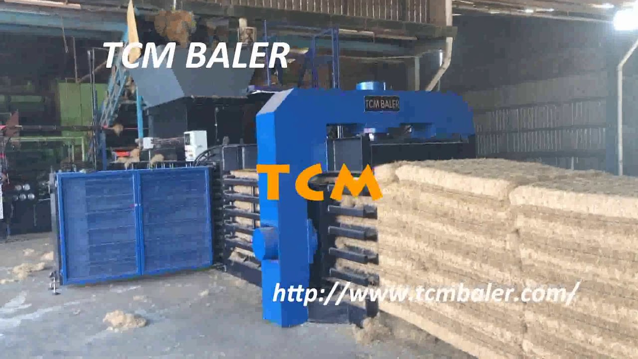 Autotie coco fiber baling machine - YouTube