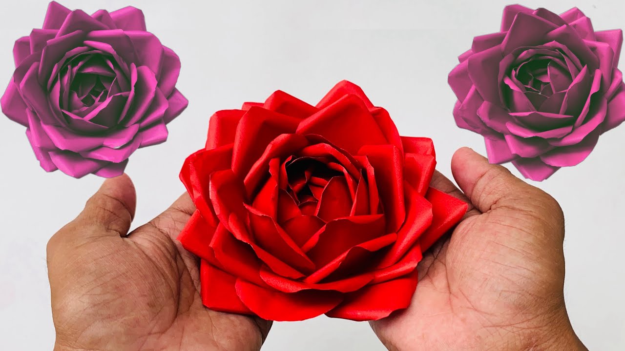 How to make Realistic, Easy paper Roses | DIY Rose flower - YouTube