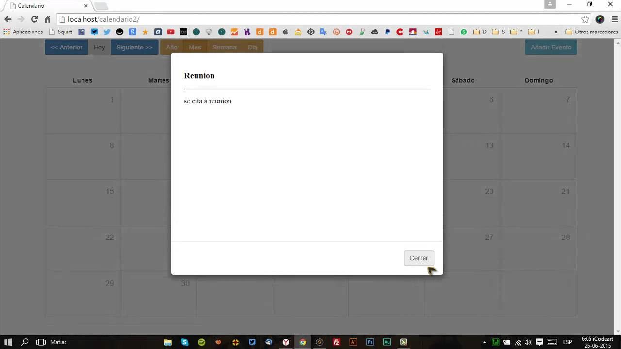 Calendario con eventos - Bootstrap + PHP + Mysql - YouTube