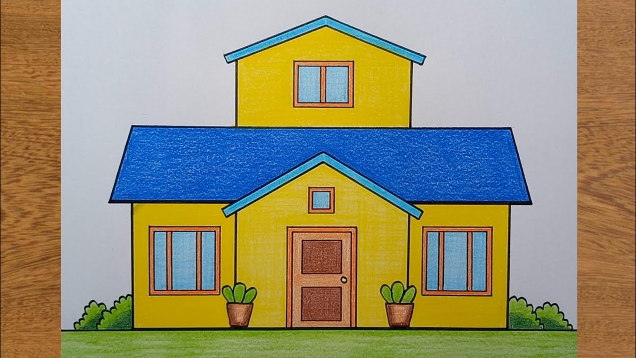 Cara Menggambar Rumah || Menggambar Rumah Tingkat|| How To Draw Houses ...