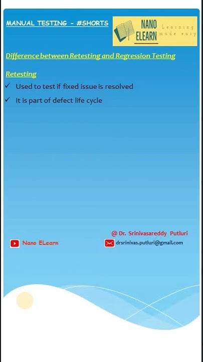 #8 Manual Testing - Difference between Retesting and Regression Testing ...