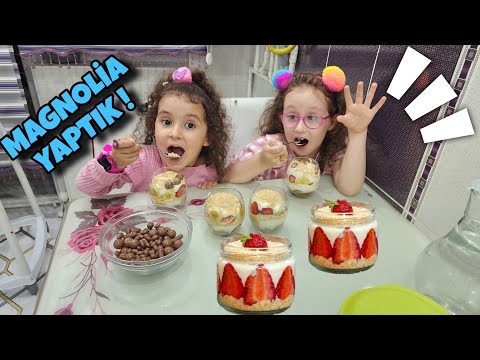 BAHAR VE BANU ALYA İLE MAGNOLİA TATLI YAPTIK ÇOK GÜZEL OLDU !!  ماما جابت بيبي - جنى مقداد | طيور