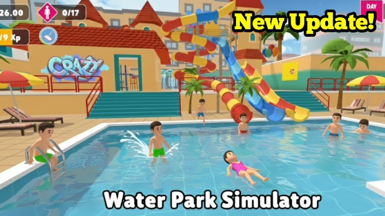 Water Park Simulator! Lets upgrade our water park! Saving people from ...