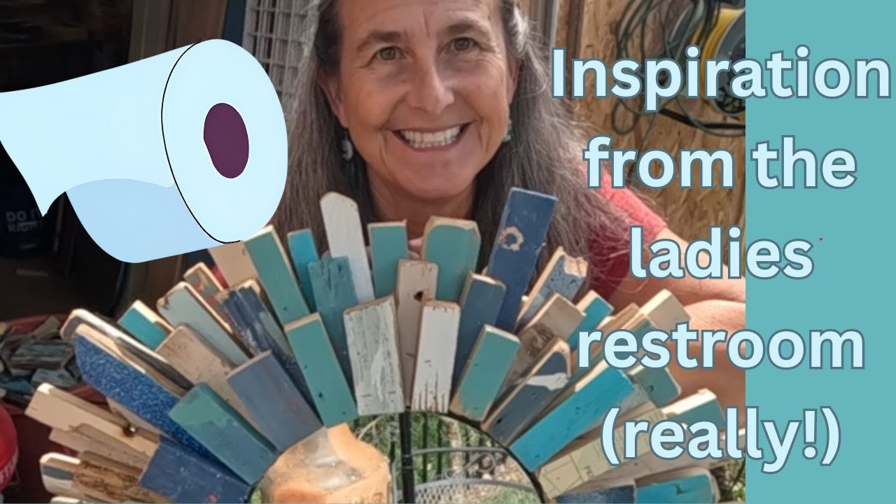 I saw my inspiration piece in the ladies restroom, and used all scrap wood to make my version ...