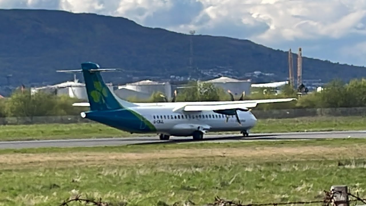 Aer Lingus Regional backtrack and runway vacate at BHD (2) - YouTube