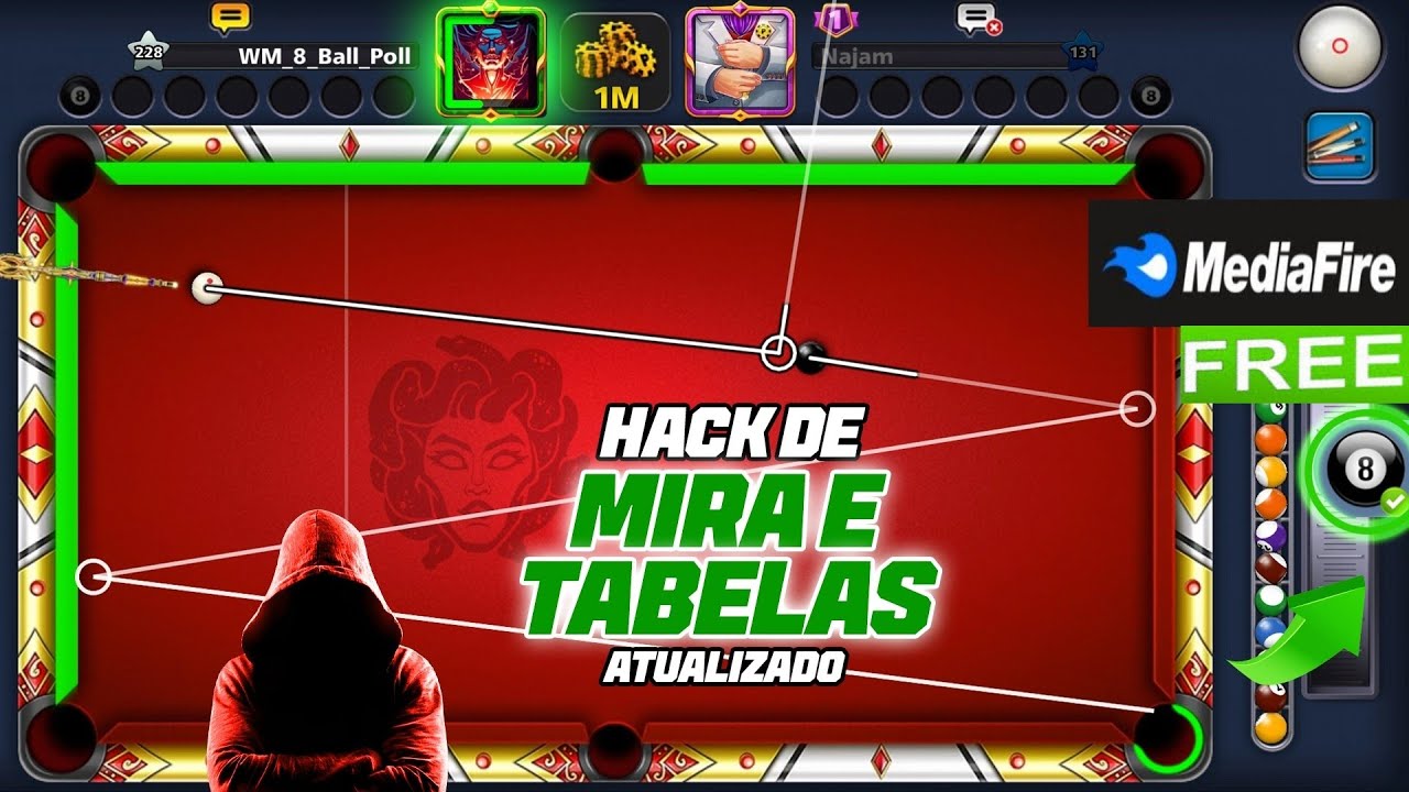 NOVO HACKER DE MIRA INFINITA E TABELAS GRÁTIS NO 8 BALL POOL LINK ...