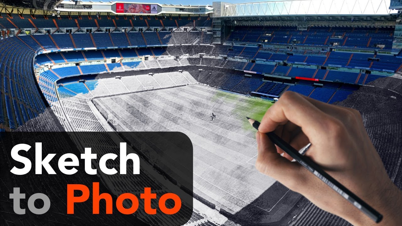 Santiago Bernabeu Stadium, Madrid, Spain - Sketch and coloring - YouTube