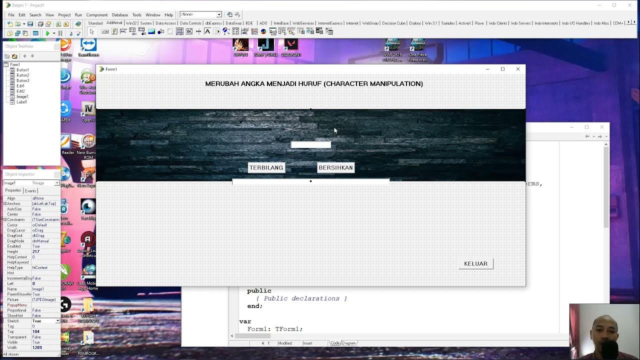 KULIAH DARING PEMROGRAMAN VISUAL PERTEMUAN 6, CHARACTER MANIPULATION, BORLAND DELPHI 7 - YouTube