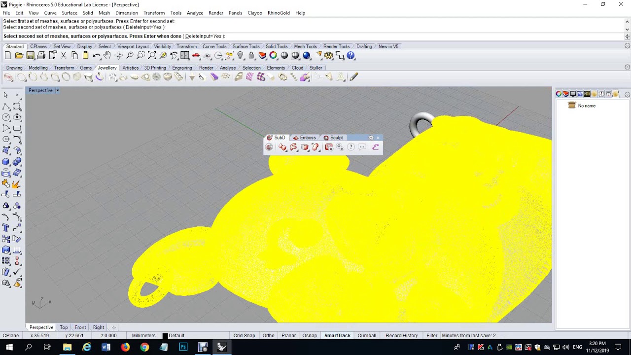 Rhinoceros Mesh Boolean STL - YouTube