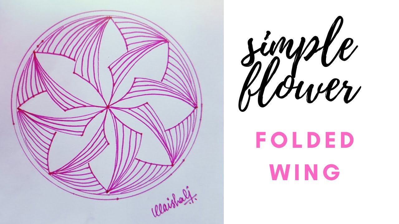 SIMPLE FLOWER| FOLDED WING| EASY DRAWING| CREATIVE DESIGNS - YouTube