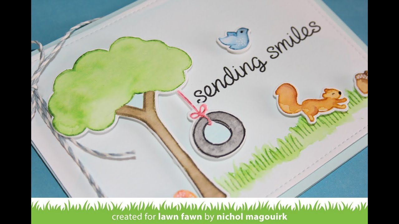 Lawn Fawn Critters in the Burbs Lawn Cuts Dies + Watercoloring - YouTube