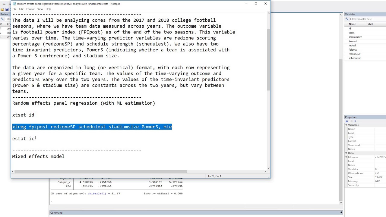 Random Effects Panel Regression And Mixed Effects Regression In Stata