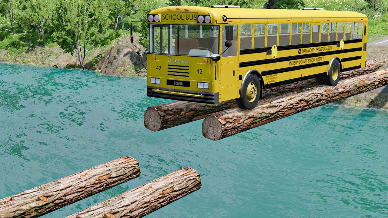 Cars vs Unfinished Log Bridge - BeamNG.Drive - YouTube