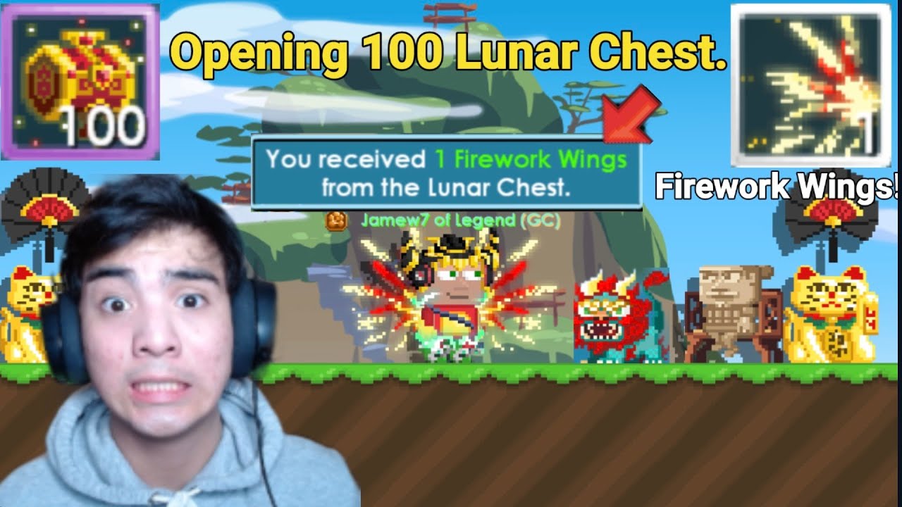 Opening 100 Lunar Chest! + (NEW Firework Wings) - Growtopia - YouTube