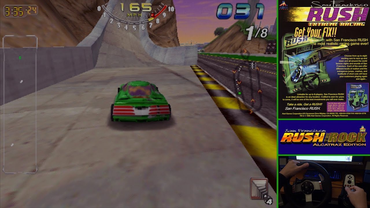 MAME San Francisco Rush: The Rock (60fps hack) Track 4 - Logitech G27 ...