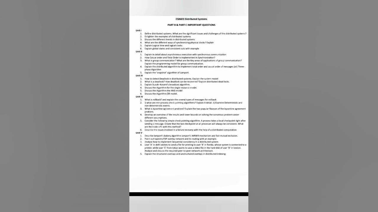 Cs8603 Distributed Systems Important Questions R2017 Annauniversity Importantquestions Cse