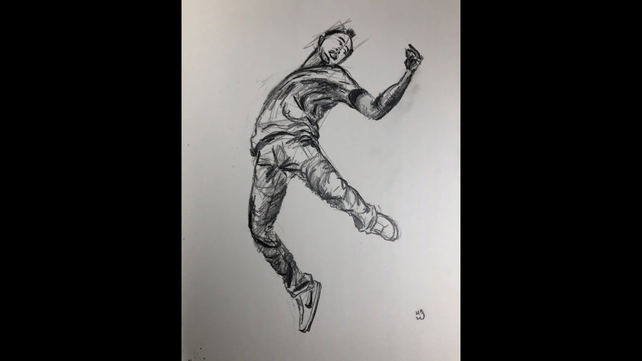 Day #6 | Figure Drawing Practice | Man Jump Pose | Speed Drawing ...