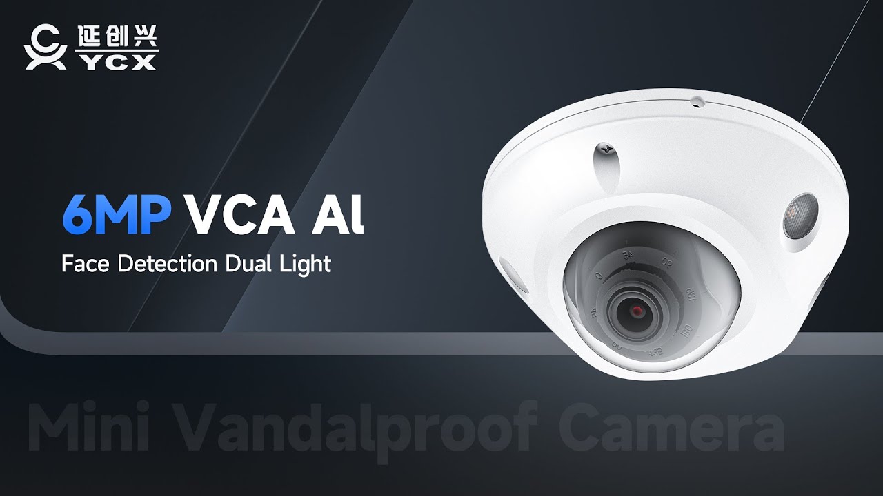 YCX 6MP VCA AI Face Detection Dual Light Mini Vandalproof Dome POE IP ...