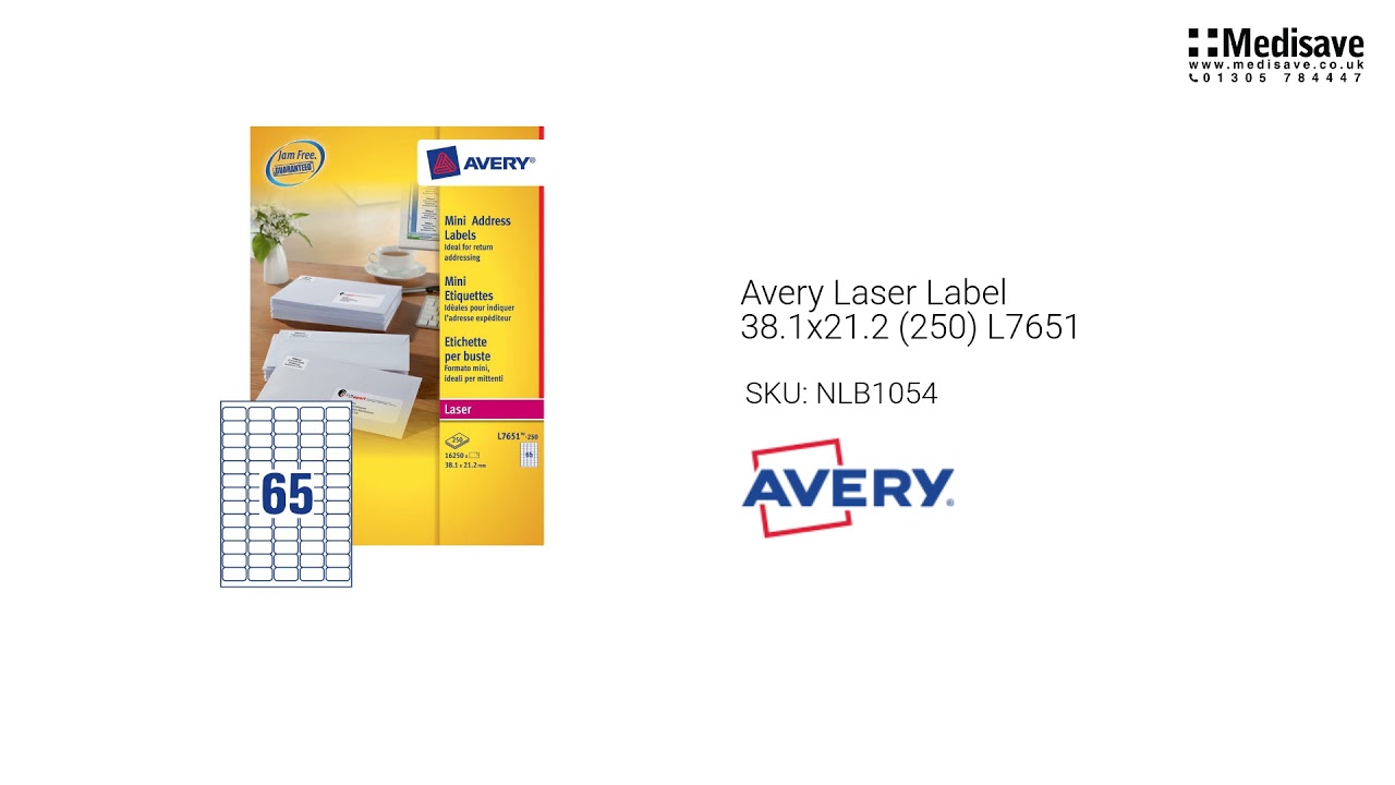 Avery Laser Label 38 1x21 2 250 L7651 NLB1054 - YouTube