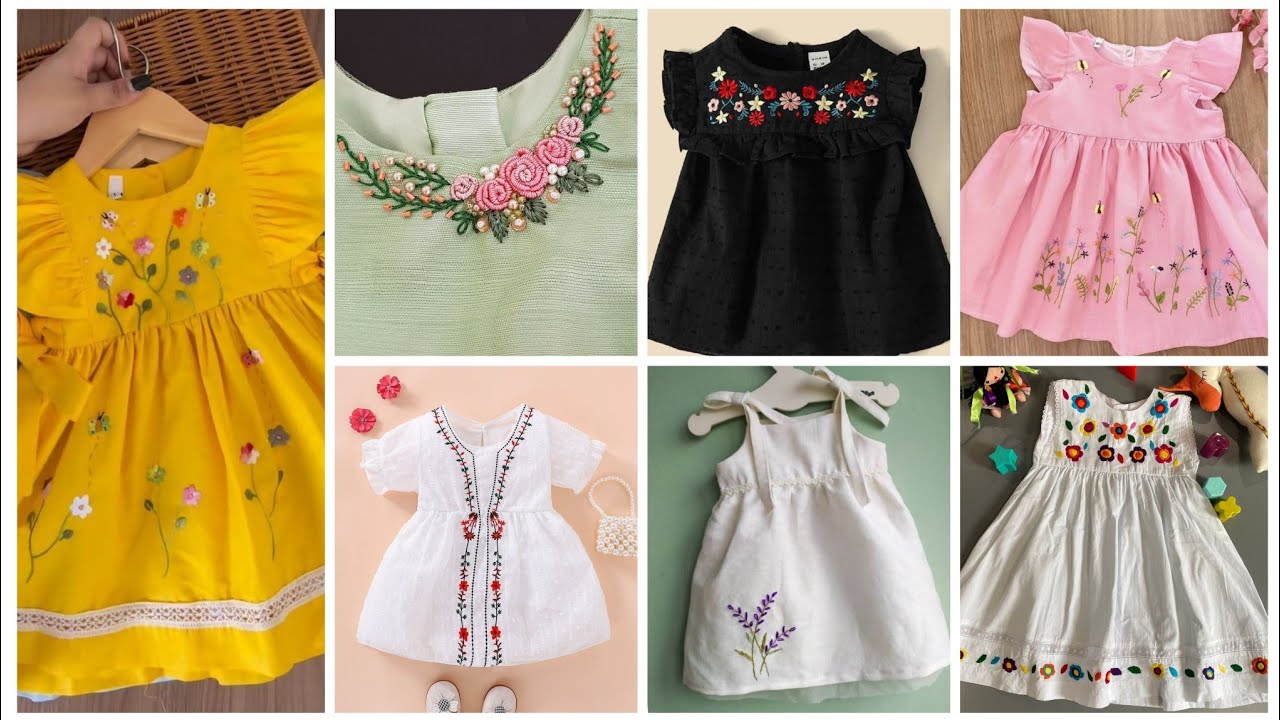 Baby Girls Embroidery Work Dresses Ideas||Hand Made Embroidery Design ...