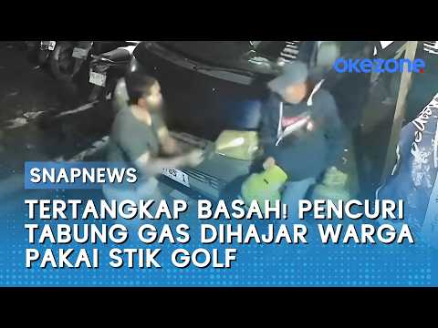 Tertangkap Basah! Pencuri Tabung Gas Dihajar Warga Pakai Stik Golf