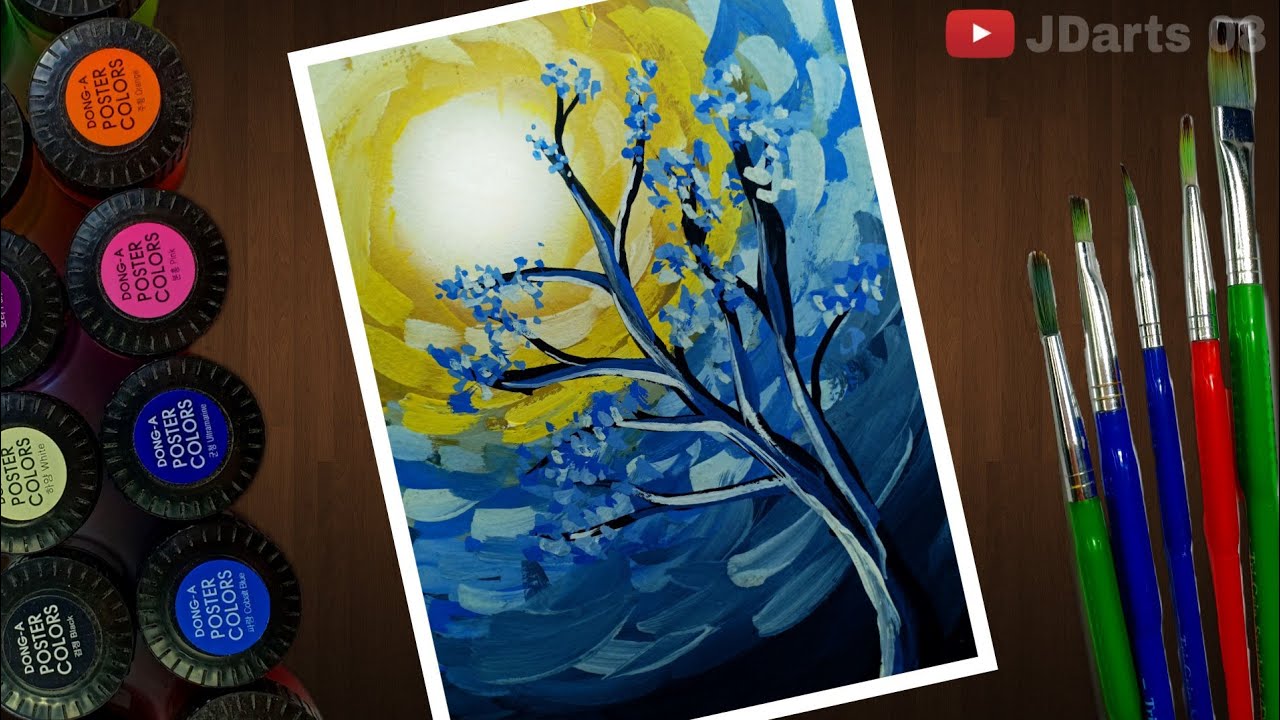 Painting with Poster Colors | The Blue Tree | Poster Colour Painting ...