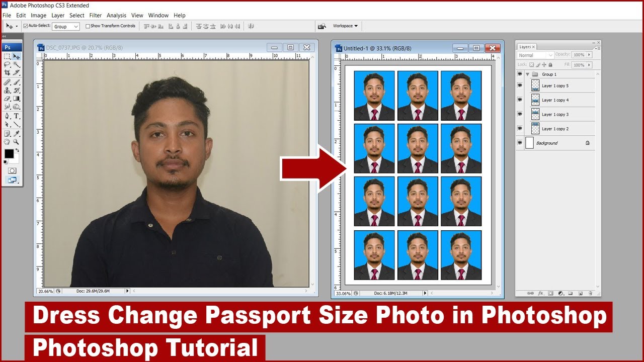 Dress Change Make Passport size Photo in Adobe Photoshop || Passport ...
