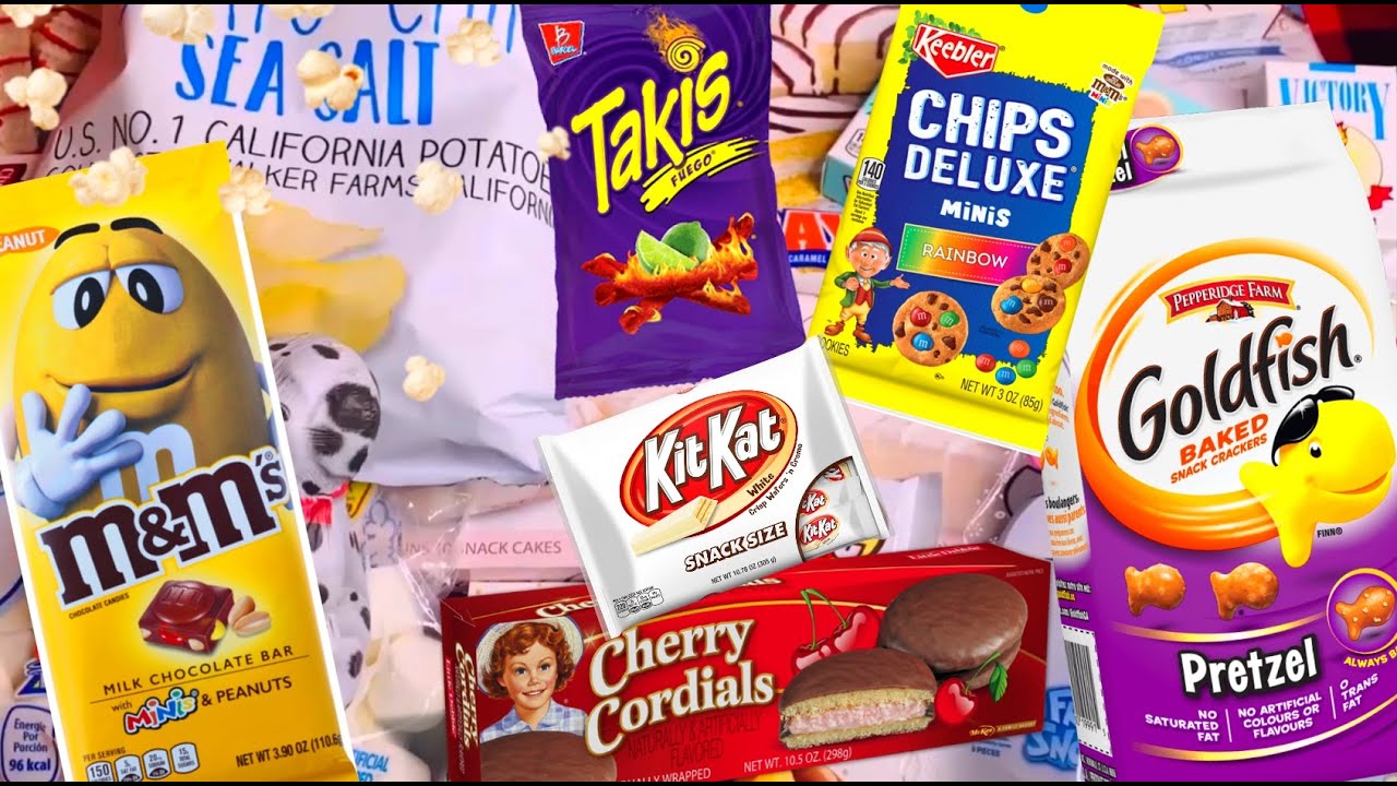 New 101 Snack Opening Yummy Chocolate Bars Potato Chips Crackers Candy ...