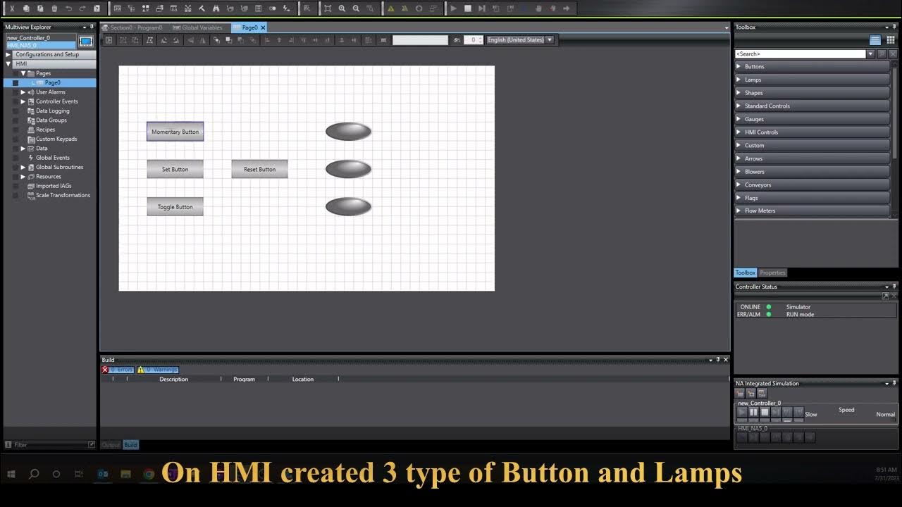Sysmac Studio HMI Buttons - YouTube