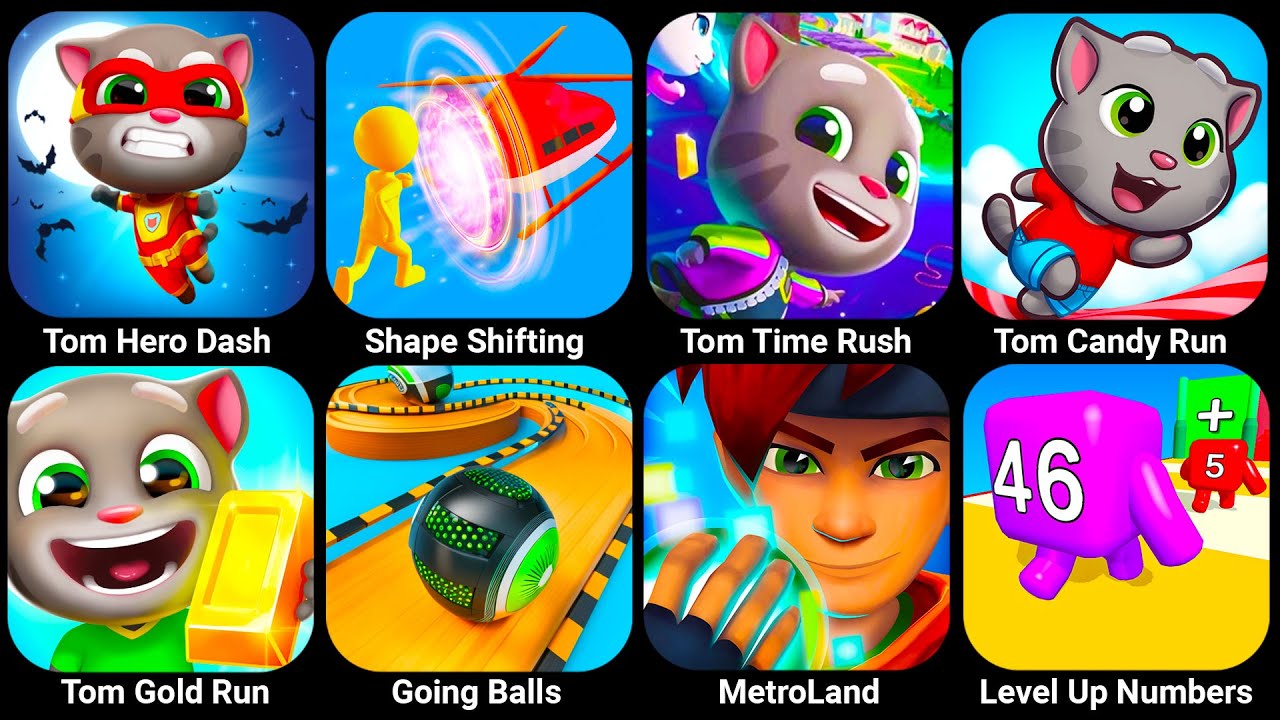 Talking Tom Hero Dash, Shape Shifting, Tom Time Rush, Talking Tom Candy ...