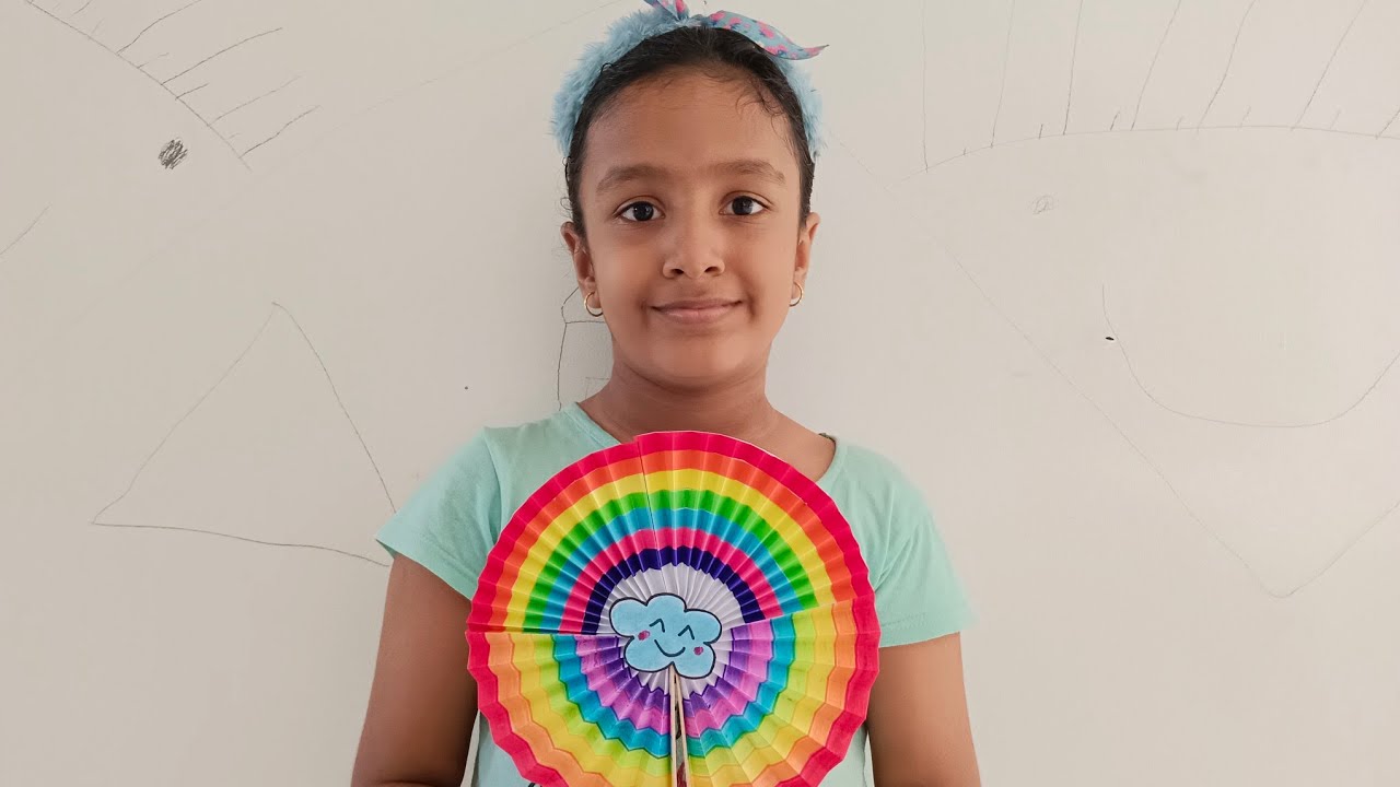 DIY| Paper fan | vishari #craft #origami #2minutecraft #kids - YouTube