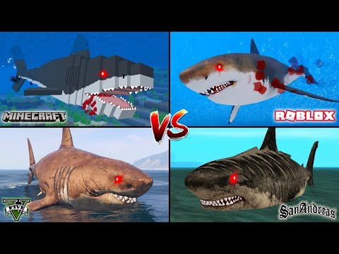 MINECRAFT MEGALODON VS ROBLOX MEGALODON VS GTA 5 MEGALODON VS GTA SA MEGALODON - WHO IS BEST?