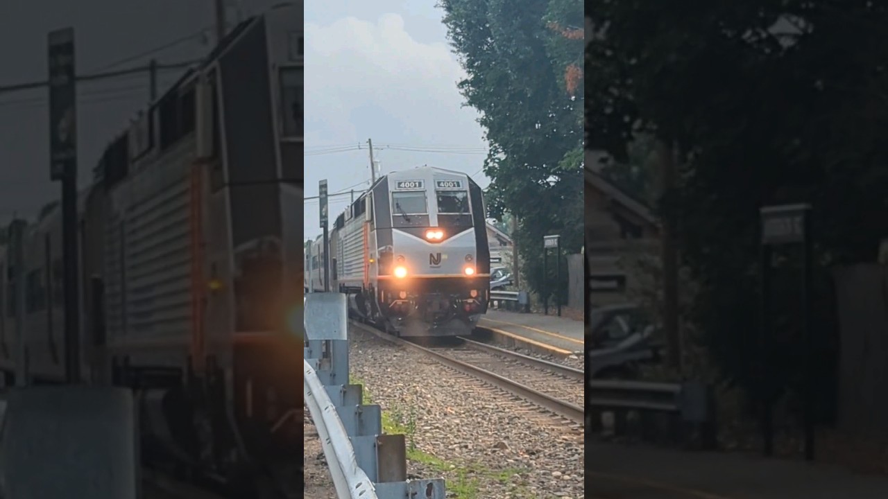 NJT PL42AC #4001 Approaching Anderson Street with Railroad Crossing ...