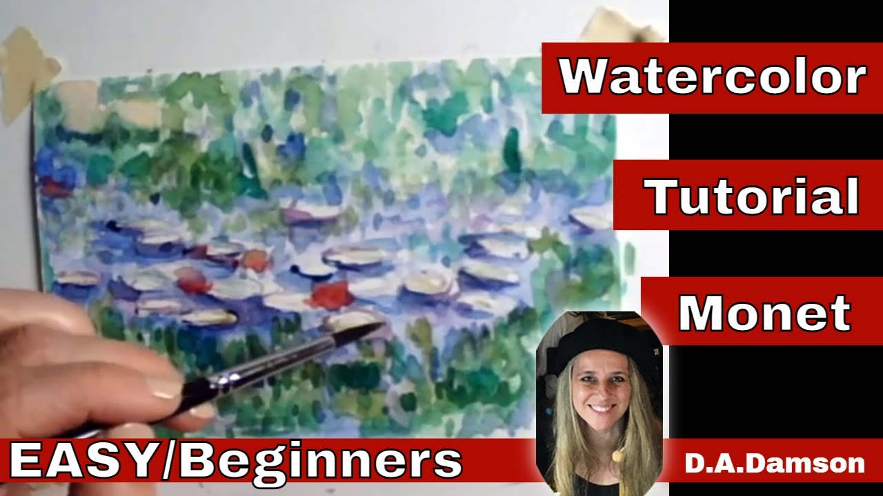 Monet Tutorial in Watercolor Step by step - YouTube