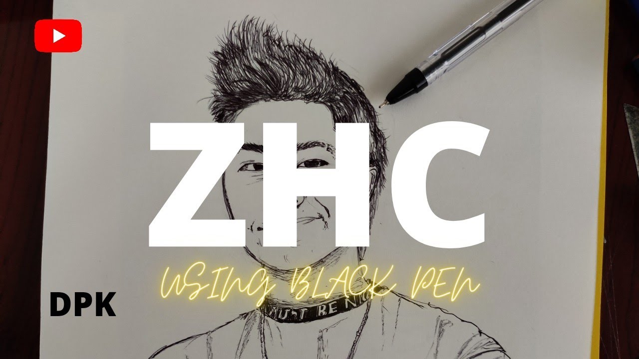ZHC | USING BLACK PEN | HOW TO DRAW | SPEED DRAWING - YouTube