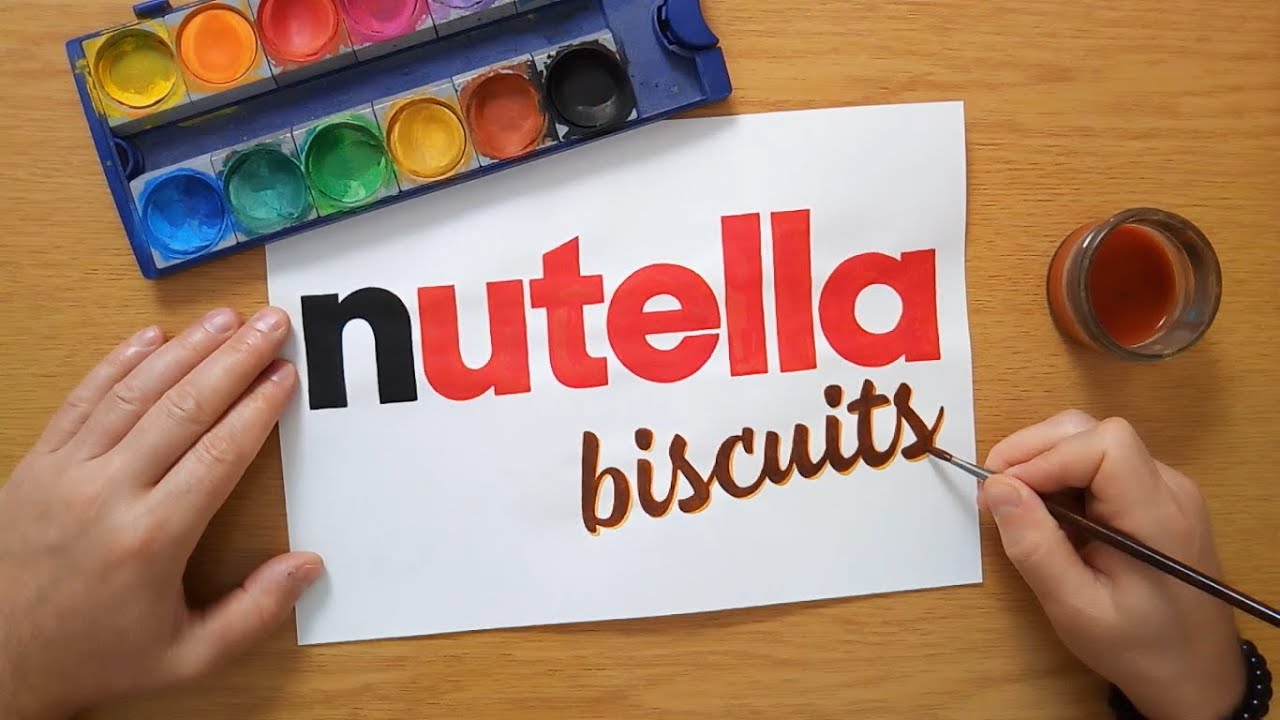 How to draw the nutella biscuits logo - YouTube