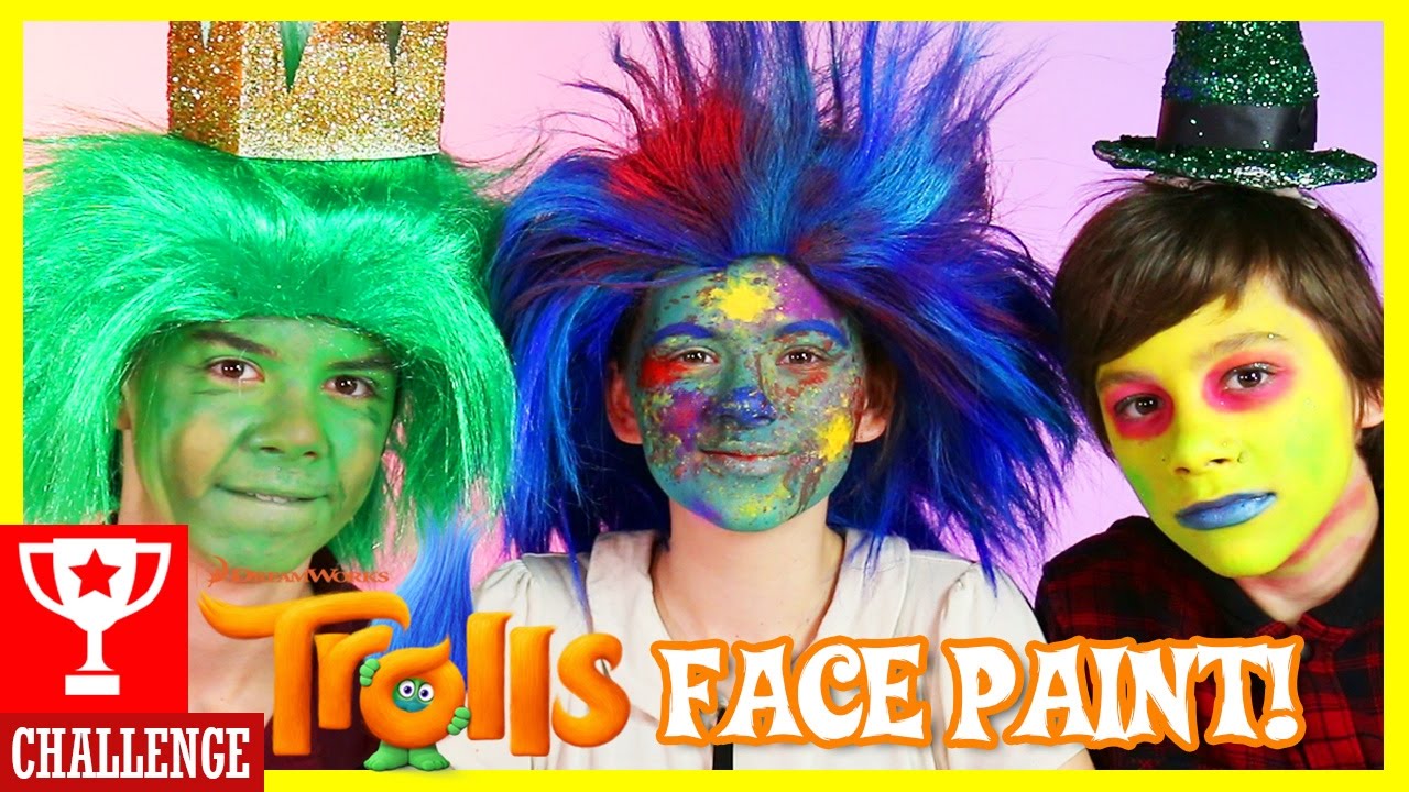 TROLLS FACE PAINT MAKEOVER CHALLENGE! HARPER vs PRINCE GRISTLE vs Mr ...