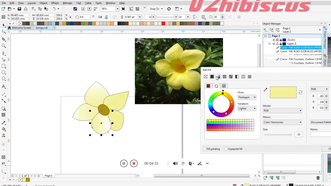 speedpaint flower/bunga[corel draw] - YouTube