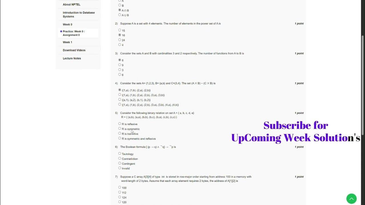 NPTEL Introduction to Database Systems Week 0 Assignment Solution January - April 2025 | IIT ...