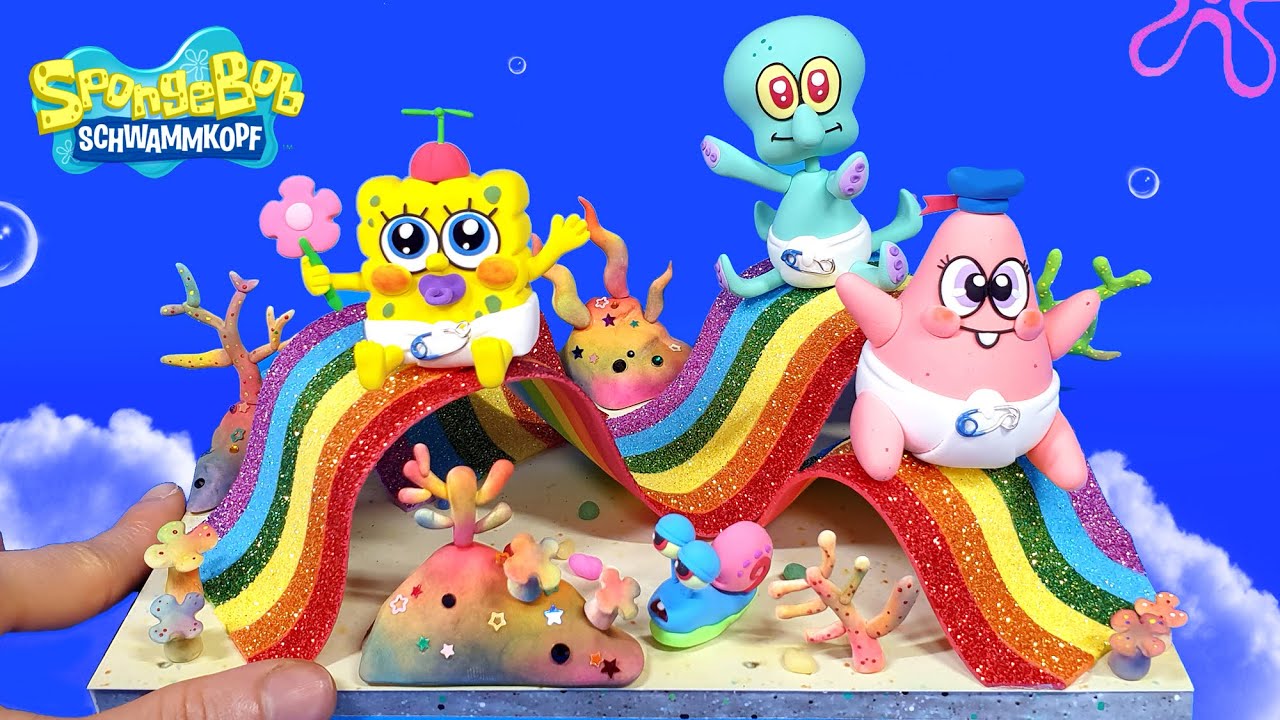 DIY Miniature Baby Spongebob Diorama with clay｜ Spongebob & patrick ...