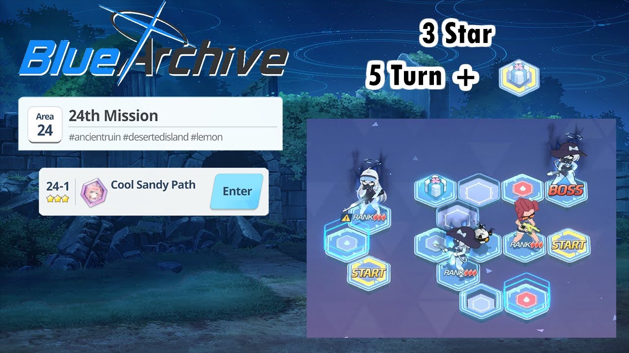 Blue Archive Global - Story Stage Hard 24-1 (3 Star & 5 Turn Clear ...