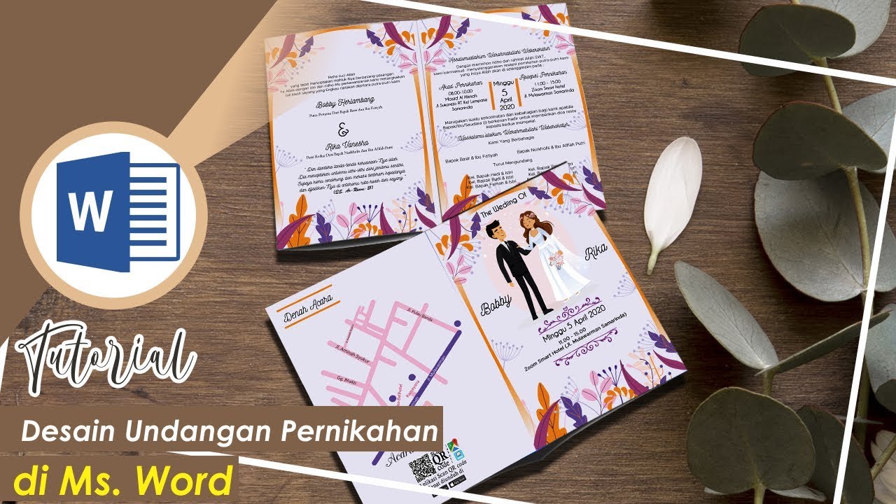 Tutorial Desain Undangan Pernikahan Microsoft Word | Purple Monogram ...