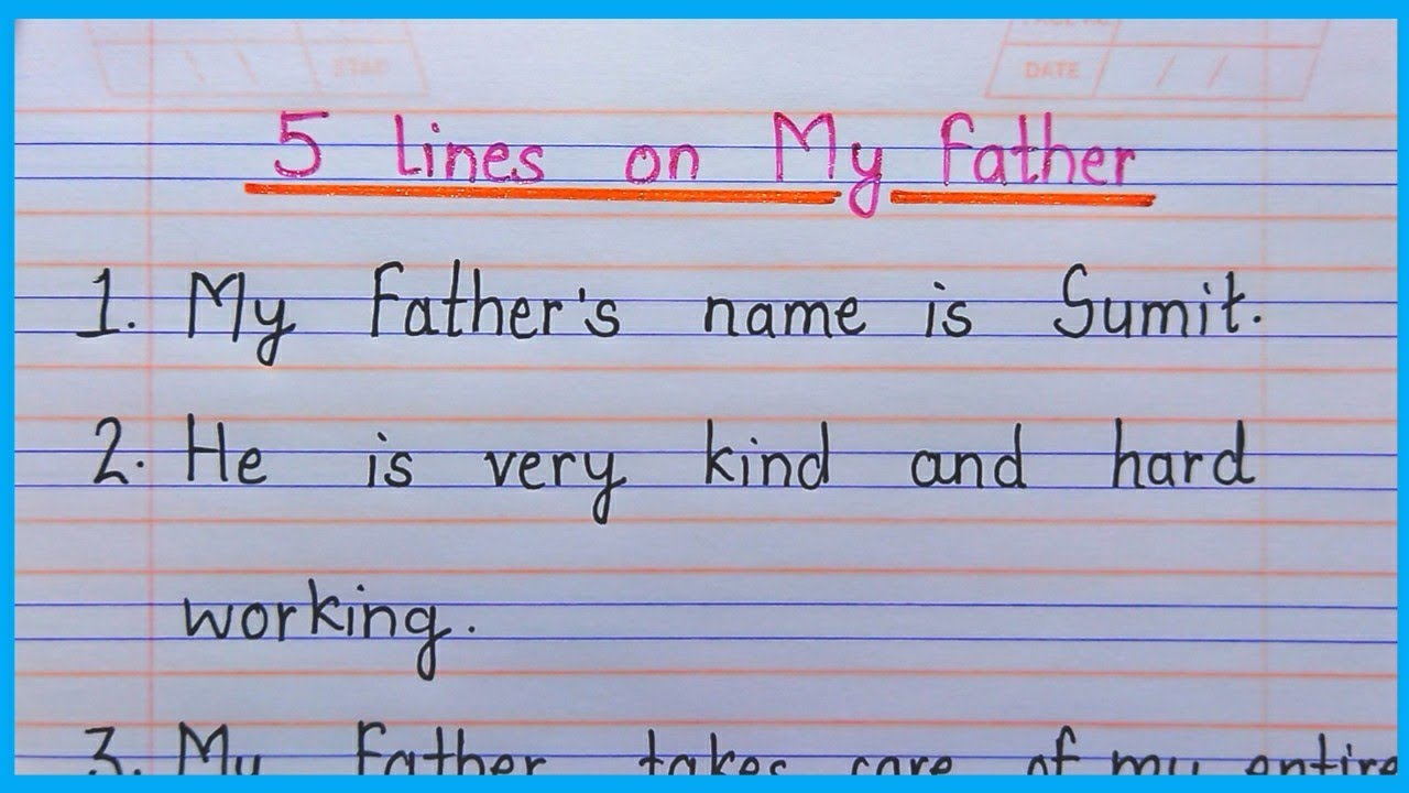 My Father 5 lines | essay on my father | 5 lines on My Father in ...