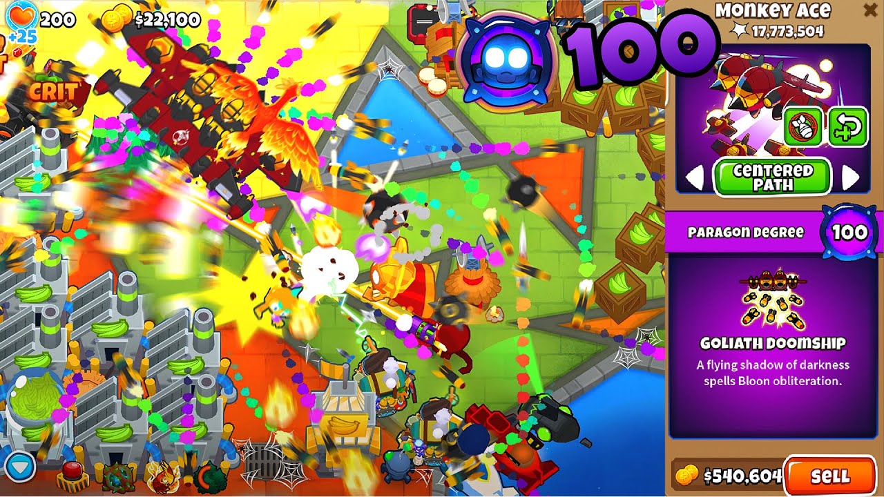 BTD6 Degree 100 Monkey Ace Paragon (The Goliath Doomship) - YouTube