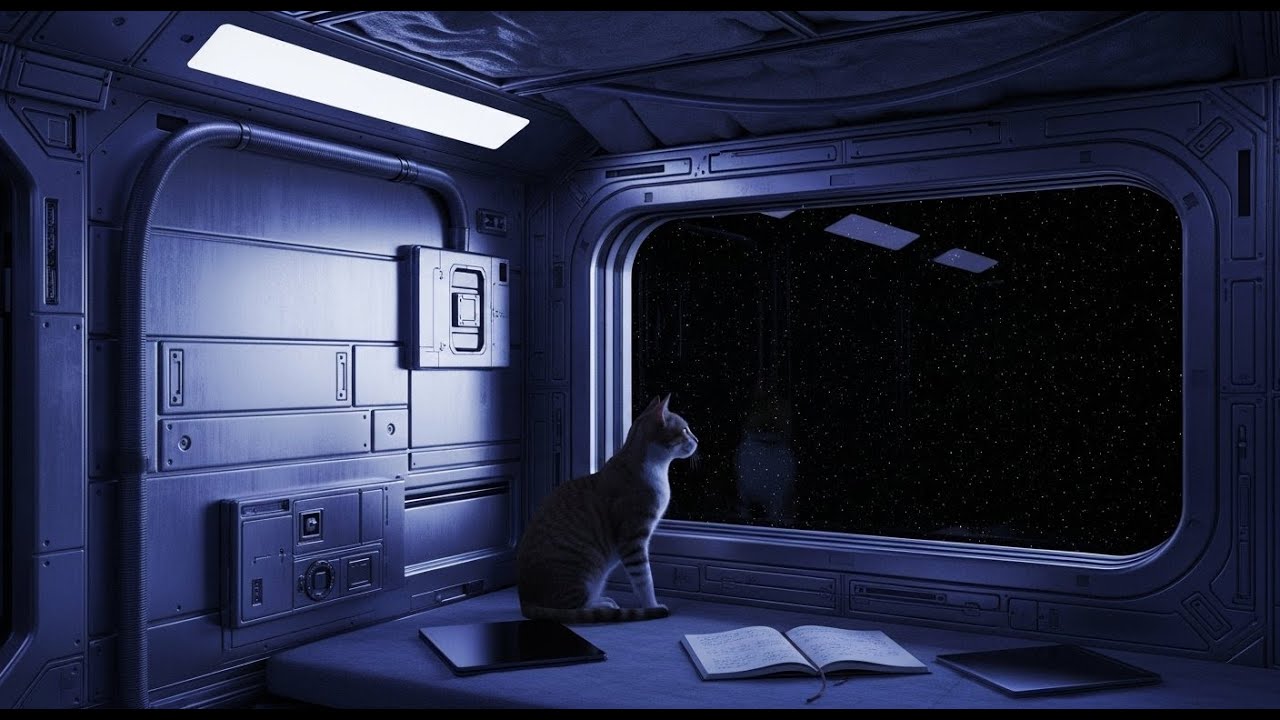 8 Hours No Ads | Space Cat Ambience – Spaceship Engine Hum & Purring ...