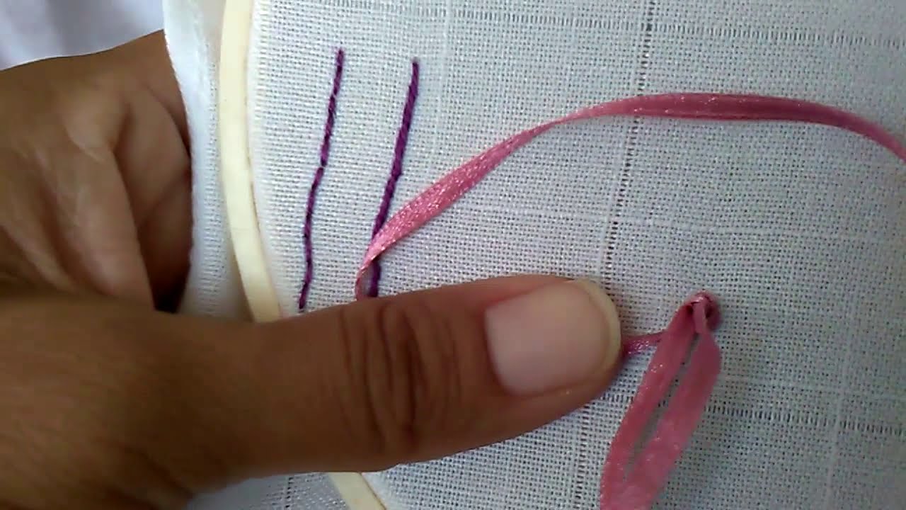 Bordado con listón o cintas N° 1 -- nudo francés. - YouTube