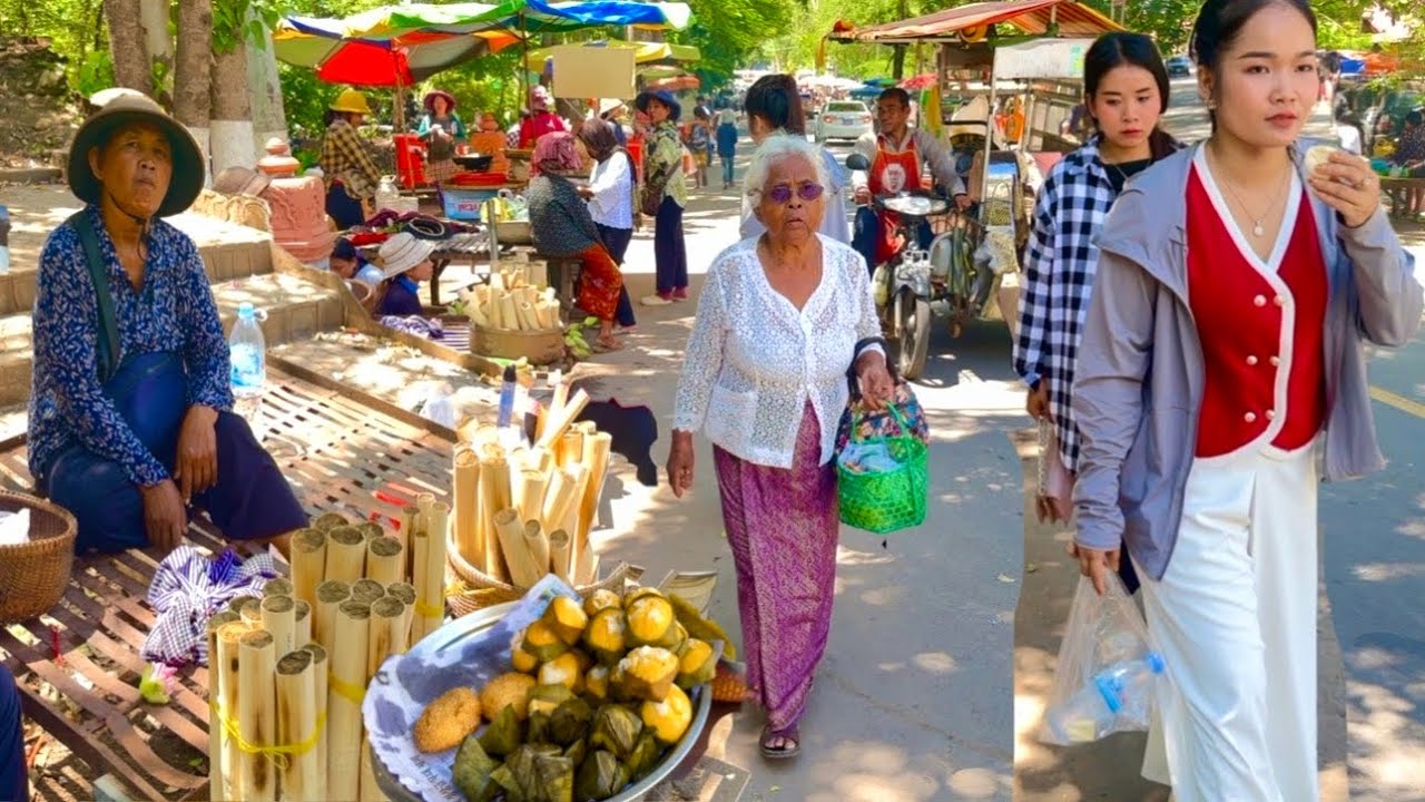 Best Cambodian street food - Walking tour at Countryside market in ...