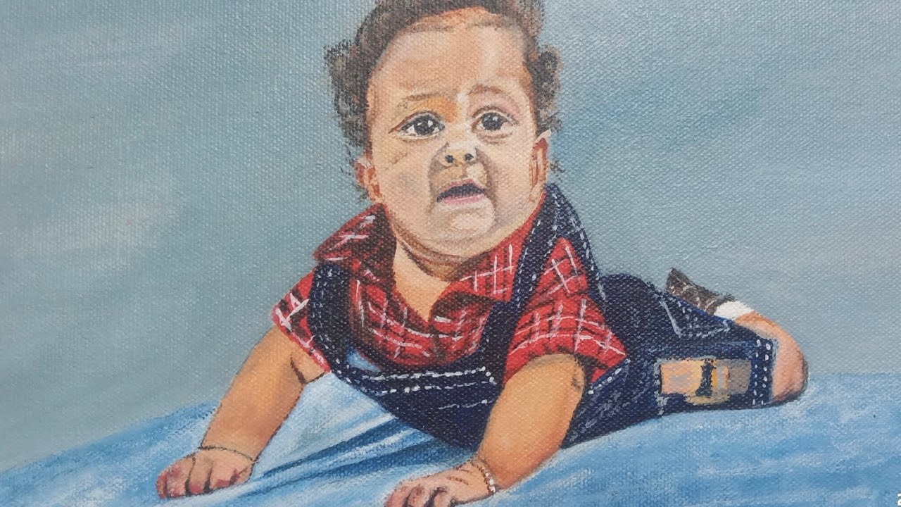 Angry Baby Acrylic portrait painting on cancas | Acrylic portrait ...