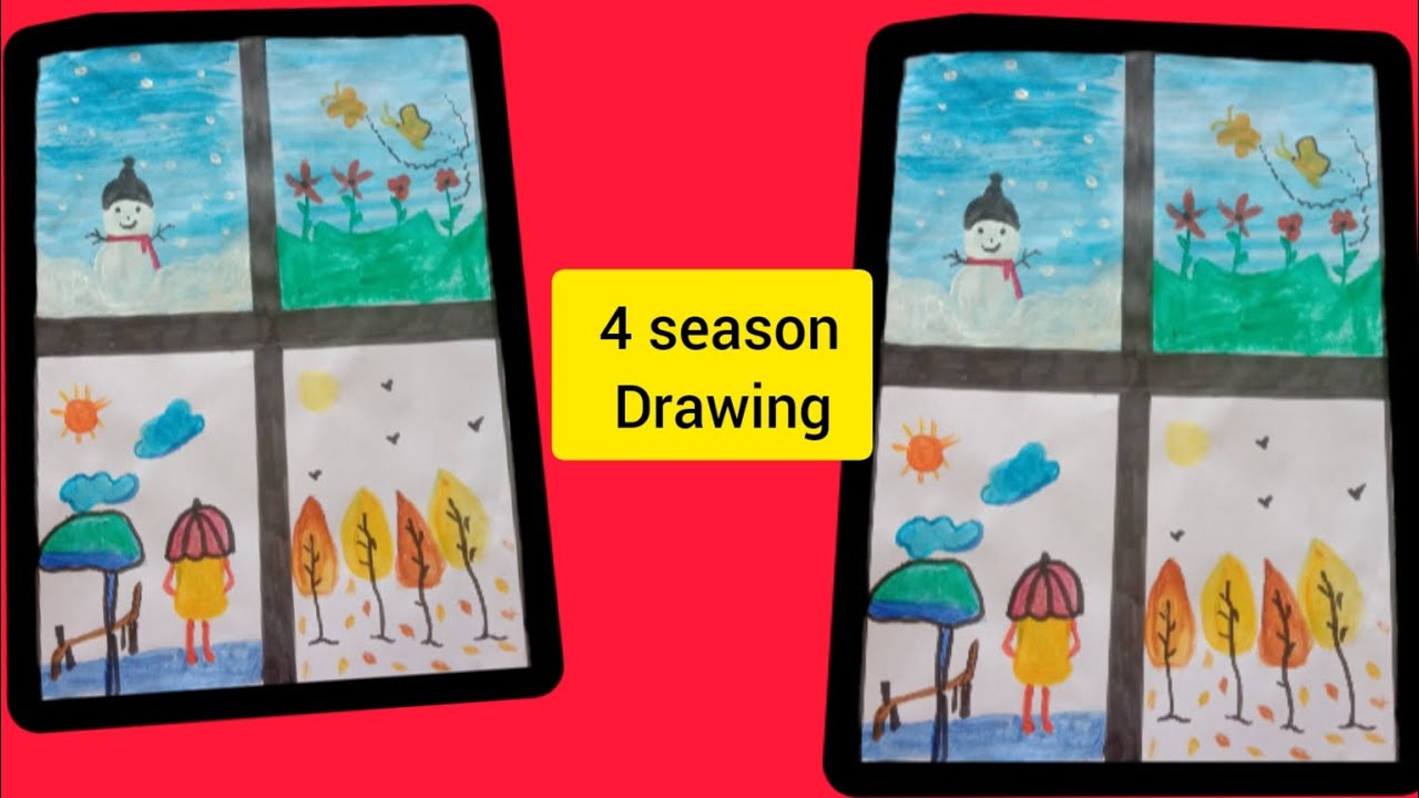 How to draw Four Season/Easy four season painting/drawing 4season ...